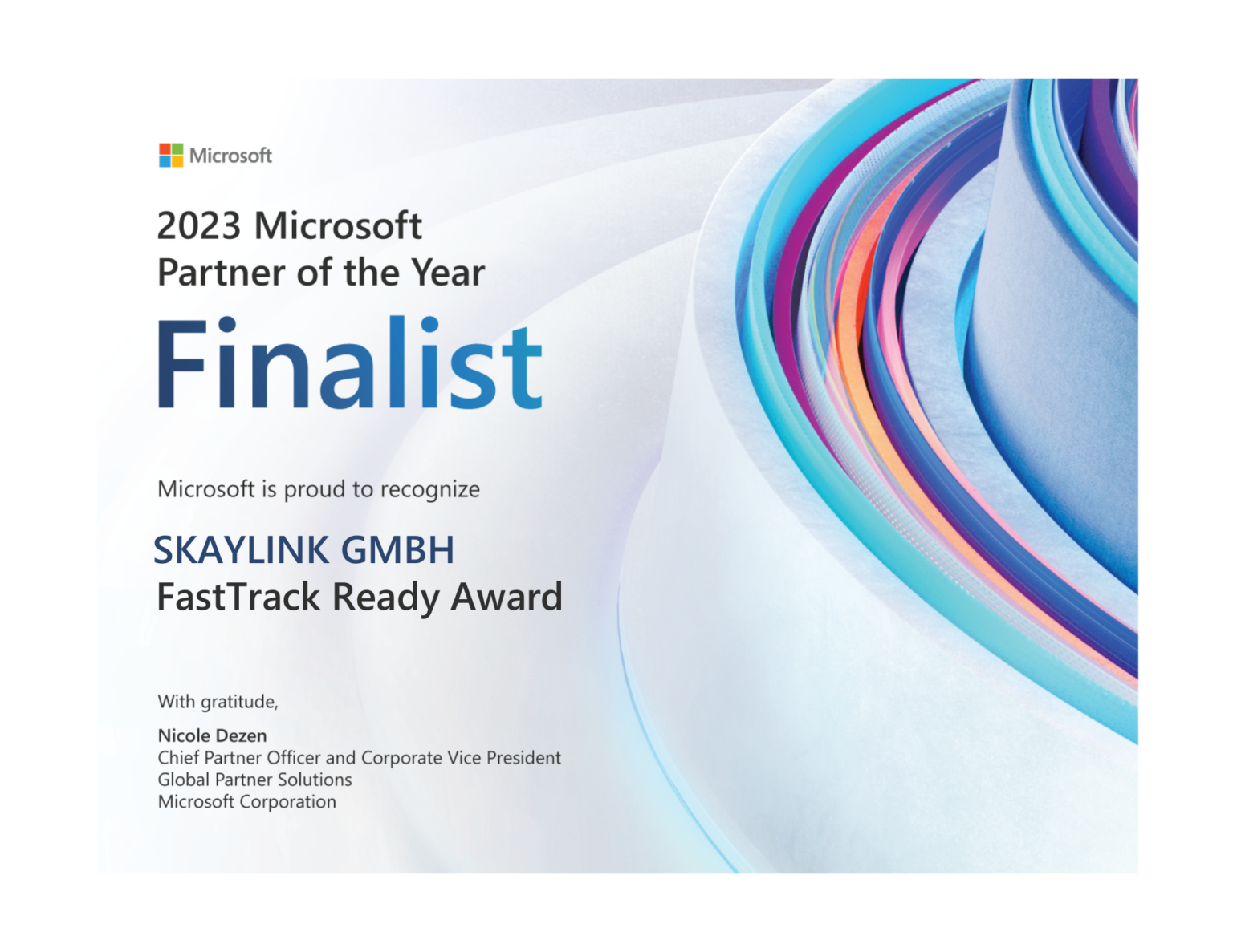 Microsoft FastTrack Ready Partner of the Year Awards finalist